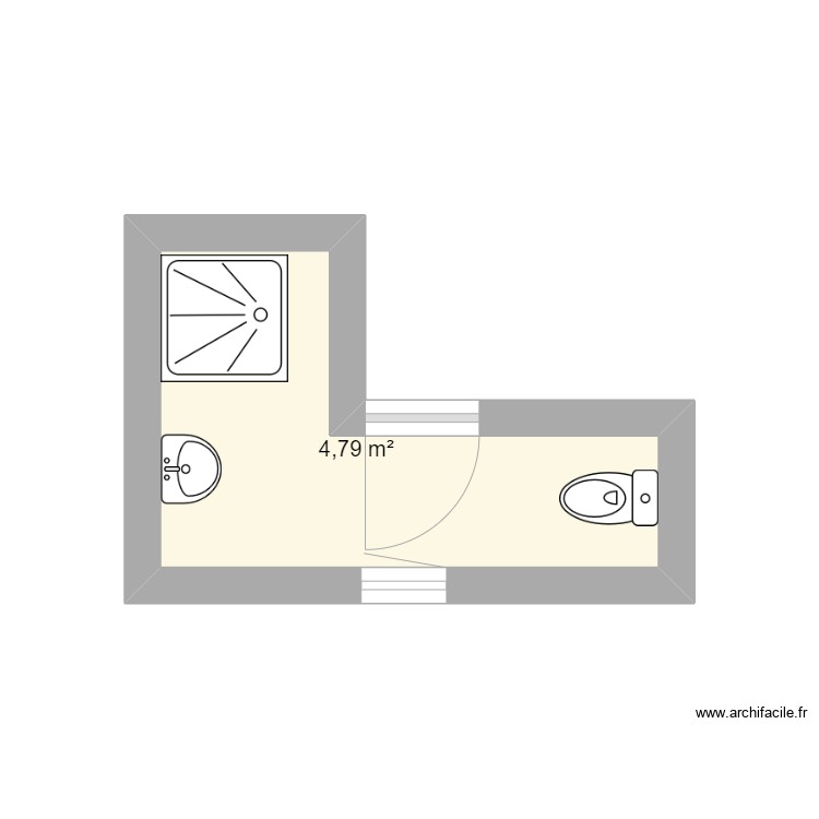 sdb - Plan 1 pièce 5 m2 dessiné par categuy
