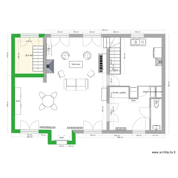 Villa_RDC - Plan 1 pièce 6 m2 dessiné par CollectionGID