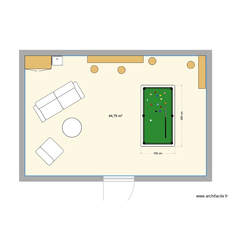 Salle de billard - Plan dessiné par MymyV