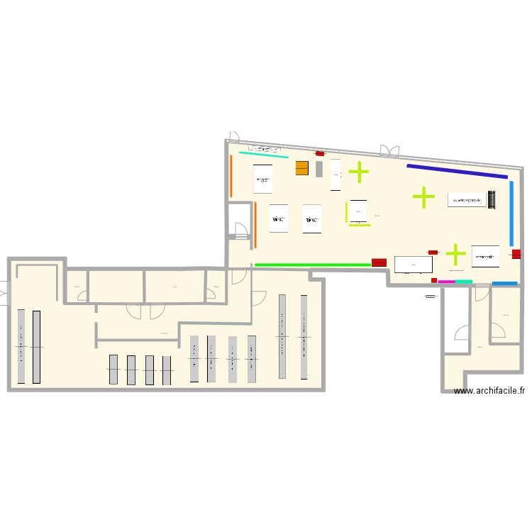 Plan magasin - Plan 7 pièces 848 m2 dessiné par Morgane Pinturaud