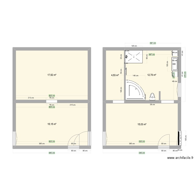 2 pieces - Plan 5 pièces 65 m2 dessiné par R1nevers
