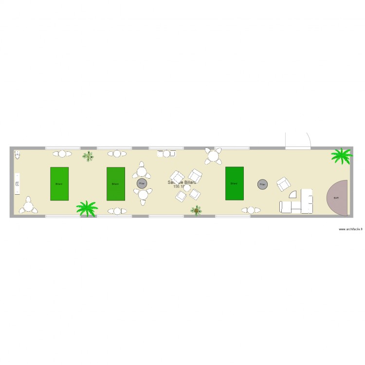 Salle de billard - Plan dessiné par coben10