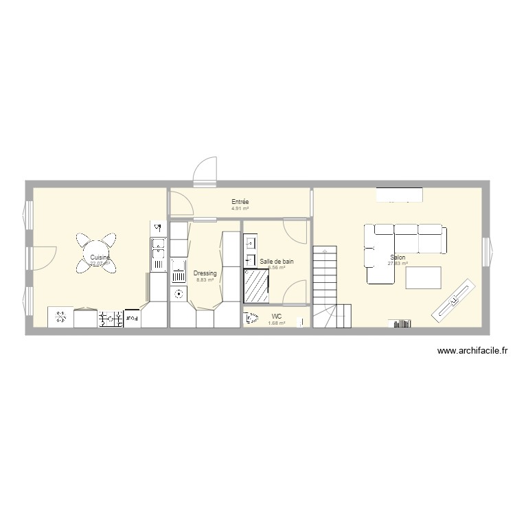 habitation - Plan 6 pièces 72 m2 dessiné par nicok67