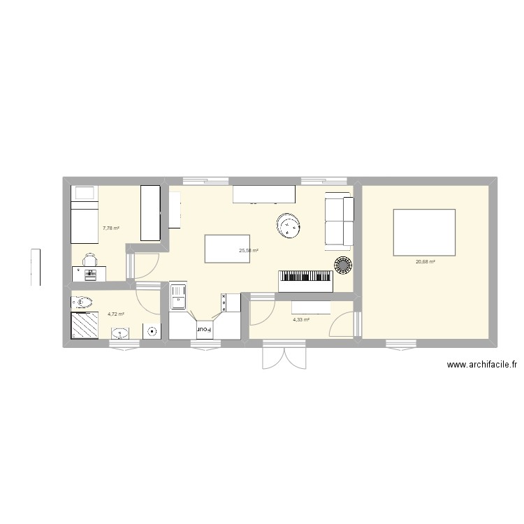 Maison 60m2 - Plan 5 pièces 63 m2 dessiné par mamou1984