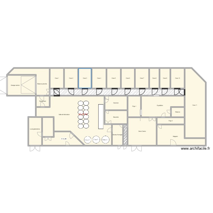 Plan fromagerie - Plan 27 pièces 250 m2 dessiné par zokozoko25
