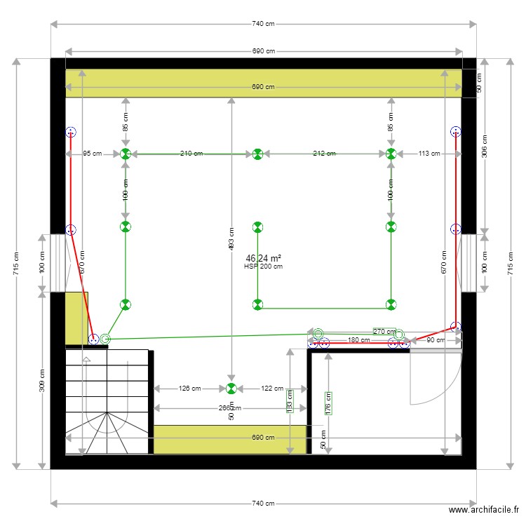 stains - Plan 1 pièce 46 m2 dessiné par Filipe pereira