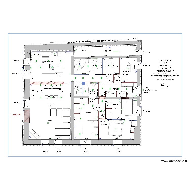 LES CHAMPS - Plan dessiné par cloblcg