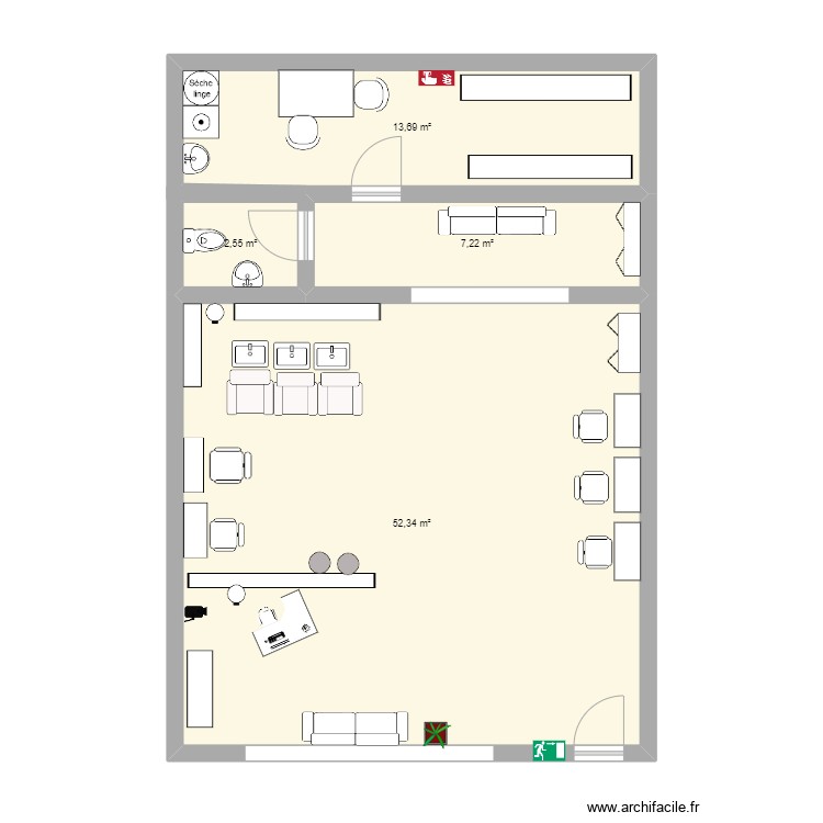 plan salon - Plan 4 pièces 76 m2 dessiné par leaant
