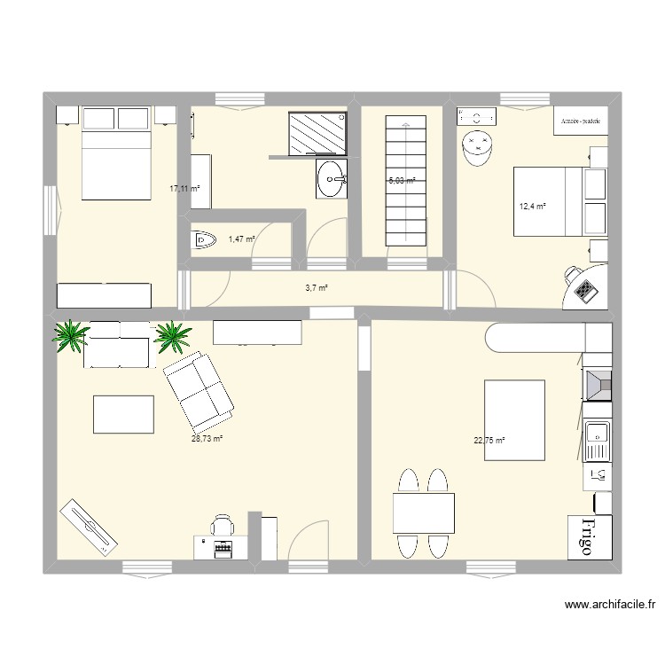 maison - Plan 7 pièces 91 m2 dessiné par Luvzik