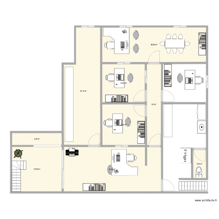 PLANS BUREAU - Plan 9 pièces 163 m2 dessiné par lauret gaetan
