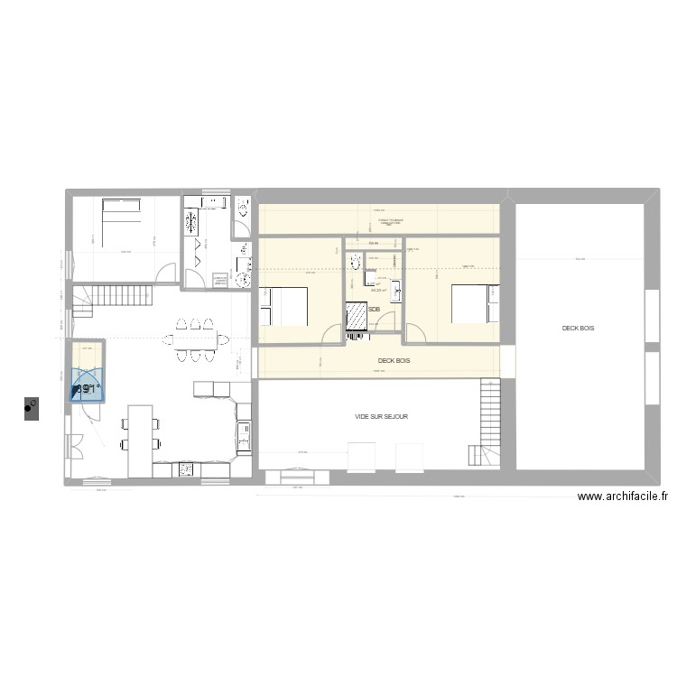 R + 1 balcon - Plan 3 pièces 85 m2 dessiné par ixof30