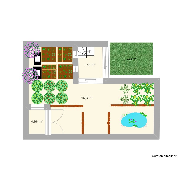 ferme - Plan 3 pièces 18 m2 dessiné par Lionella