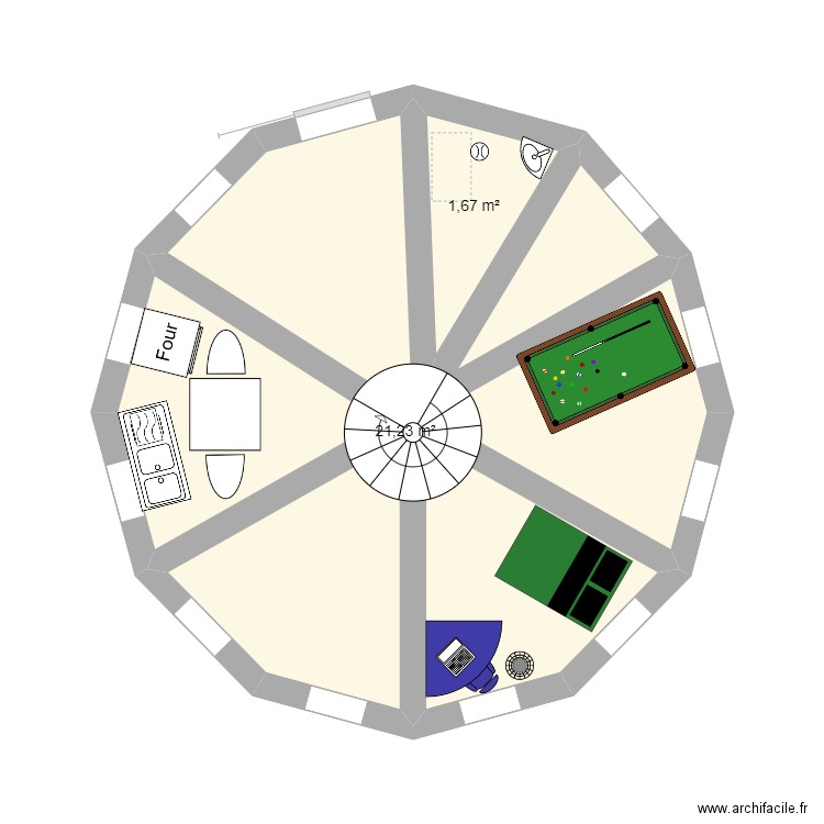 Maison ronde - Plan dessiné par FlorianFP