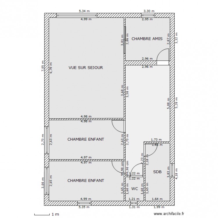 MAISON RECTANGLE ETAGE - Plan dessiné par LClement