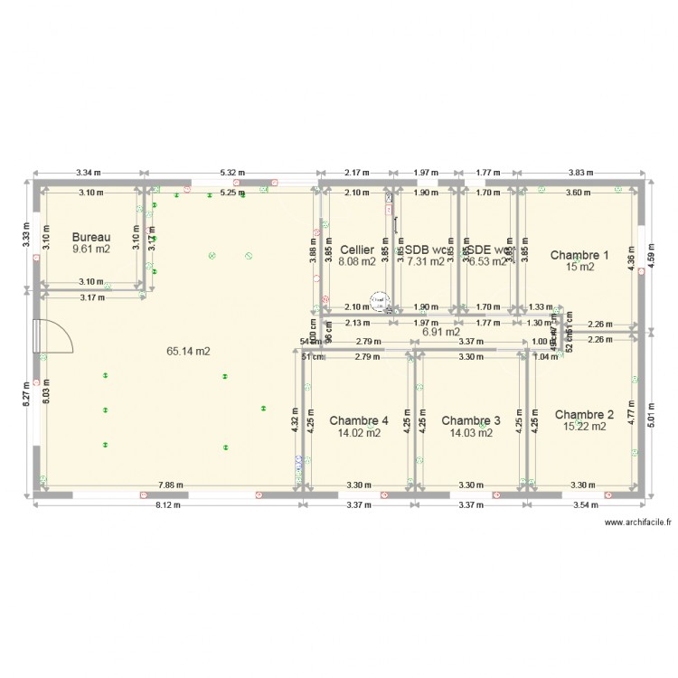 Plan avec cotes - Plan dessiné par Laurene07