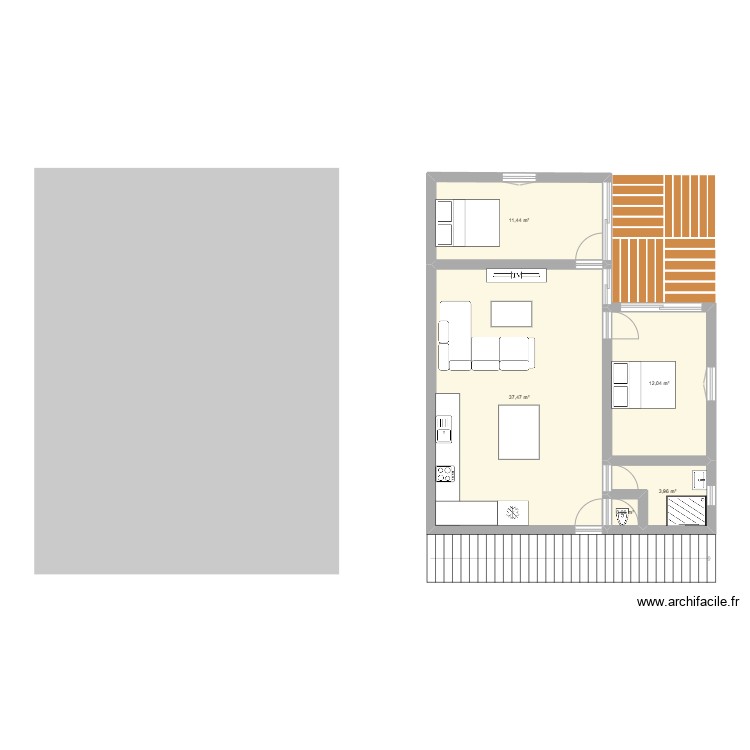 Premier plan - Plan 5 pièces 66 m2 dessiné par yna974