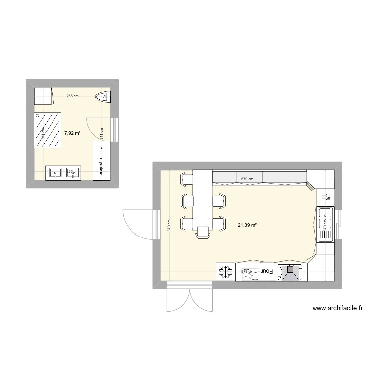 cuisine - Plan 2 pièces 29 m2 dessiné par AP971