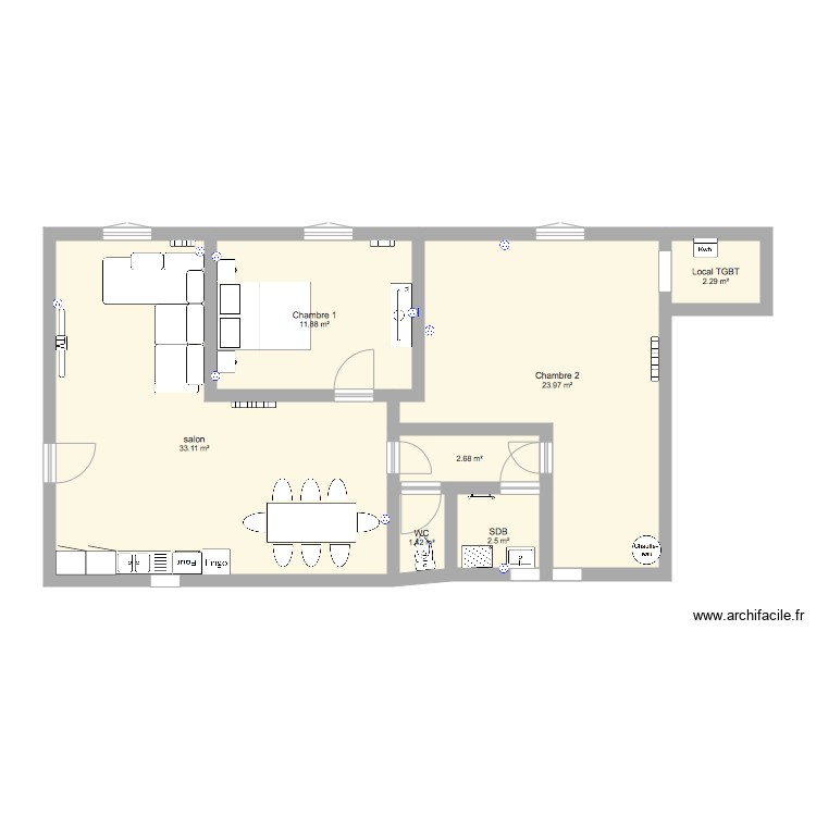 Appartement - Plan 7 pièces 78 m2 dessiné par xaviermarin84