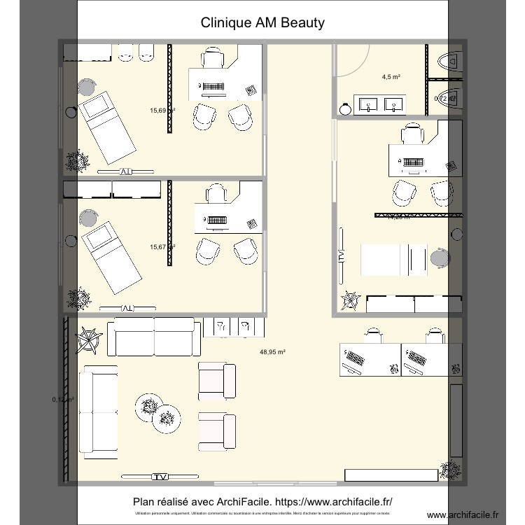 Clinique AM Beauty Esthétique Médicale - Plan 7 pièces 100 m2 dessiné ...