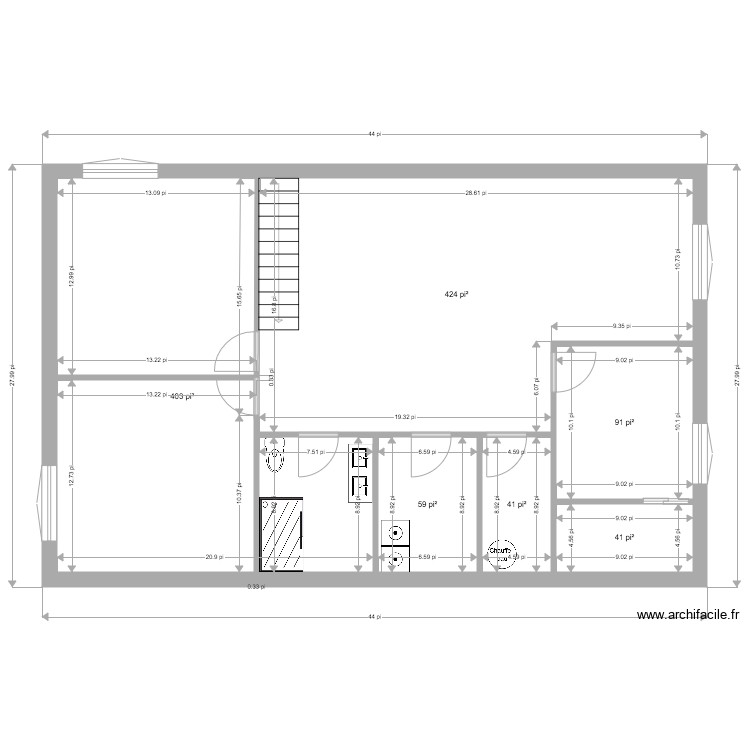 Sous sol 1 - Plan dessiné par ericdufour