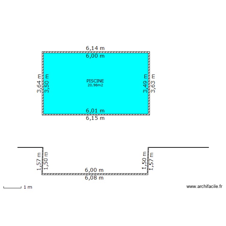 Plan – Plan en coupe piscine – Par GDA ️ | ArchiFacile