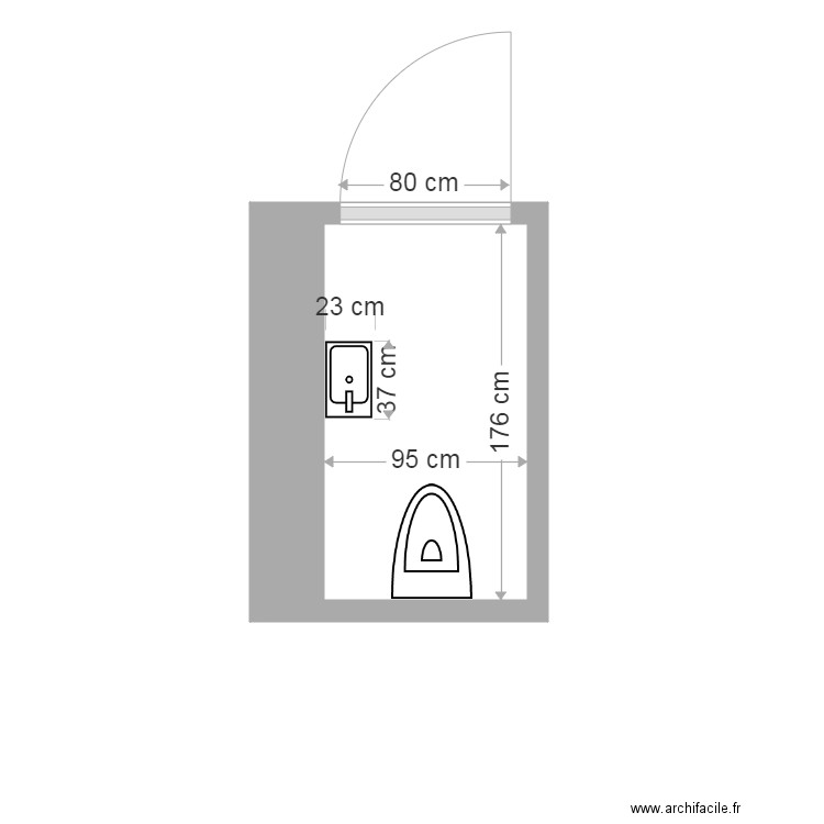 WC rez de chaussée - Plan 1 pièce 2 m2 dessiné par corailbe