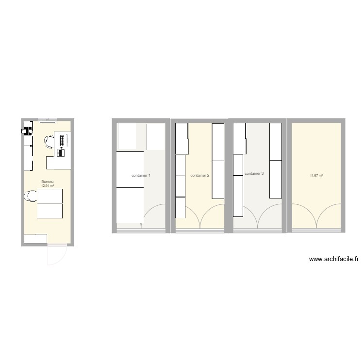 bureau container - Plan dessiné par Kricri75