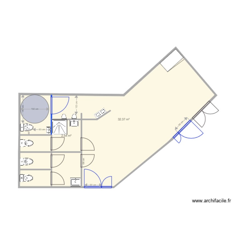 Plan – entrée et sanitaire projet mise aux normes PMR – Par galiene ️ ...