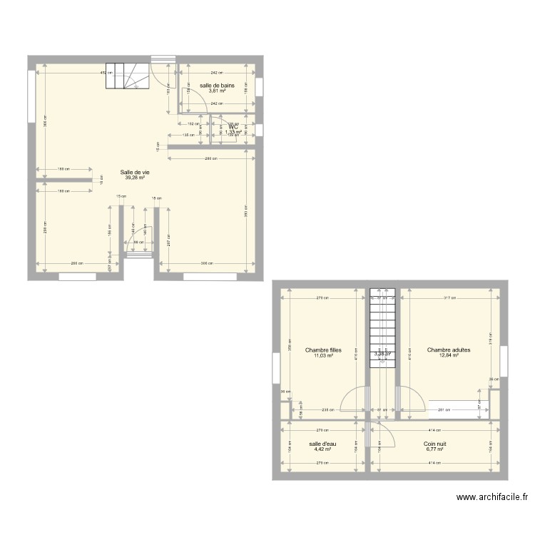 Maison avec cote - Plan dessiné par GwenaelBoulet