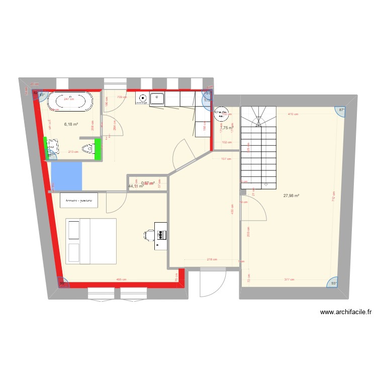 CHARLOT 2 - Plan 5 pièces 92 m2 dessiné par Valentine033