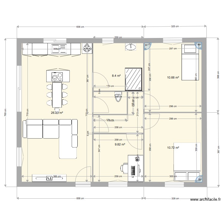 Plan – maison 70 m2 – Par gbram2015 ️ | ArchiFacile