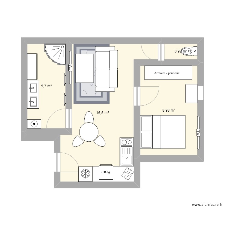 35 m2 - Plan 4 pièces 32 m2 dessiné par verly02