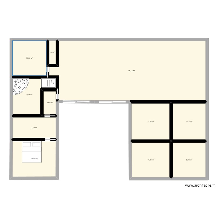 test U - Plan 11 pièces 164 m2 dessiné par alexmaryenzo
