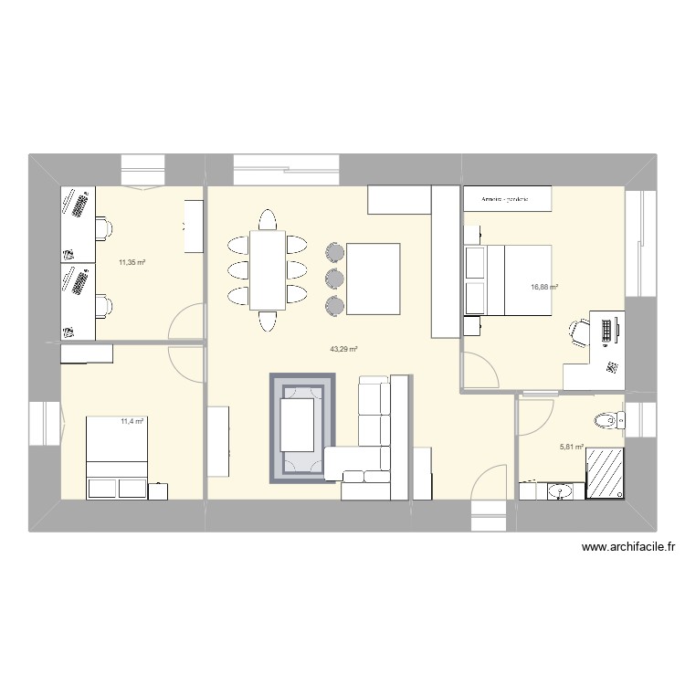 Maison - Plan 5 pièces 89 m2 dessiné par Shauny