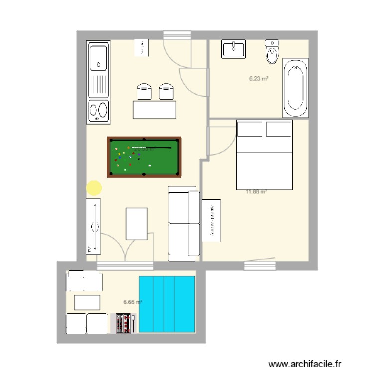 Plan appart billard - Plan dessiné par guinouu
