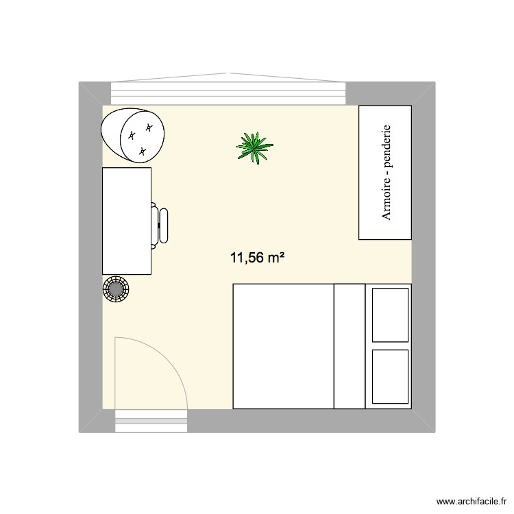 chambre cam - Plan 1 pièce 12 m2 dessiné par Natron