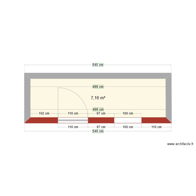 bascule - Plan 1 pièce 7 m2 dessiné par dtail