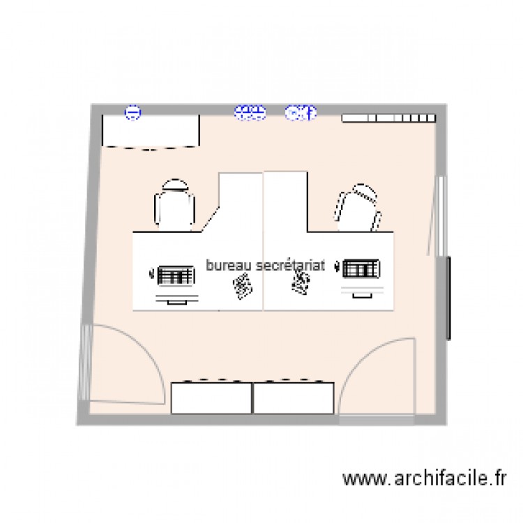 BUREAU SECRETARIAT 2 - Plan dessiné par leamath77