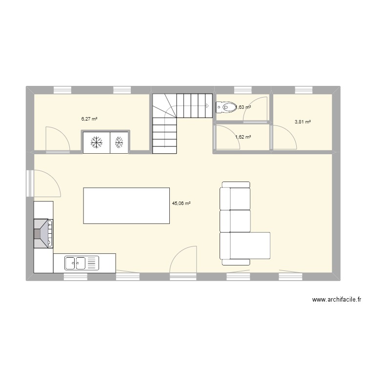Plan – Plan 1 - 60m² – Par ArchDt33 ️ | ArchiFacile