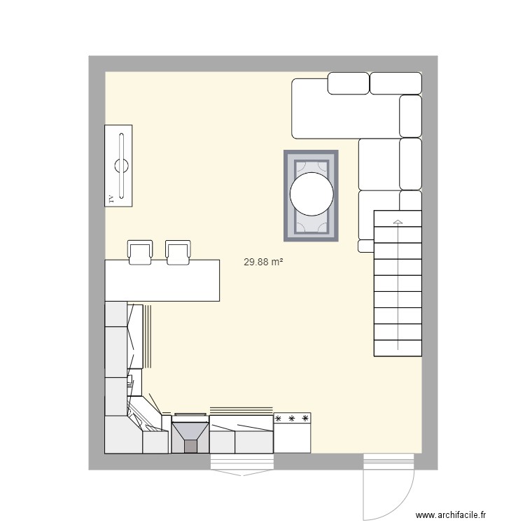plan F2 - Plan 1 pièce 30 m2 dessiné par Omer91