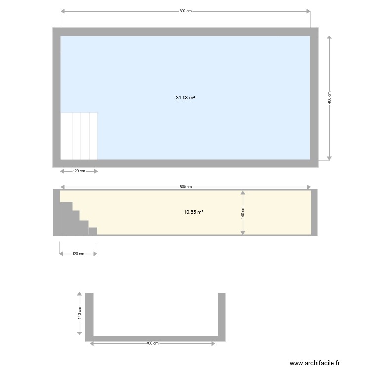 Piscine plan en coupe - Plan 2 pièces 43 m2 dessiné par sebpons