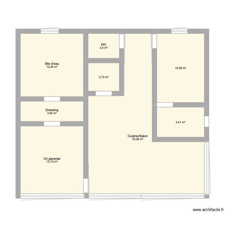 chez moi - Plan 8 pièces 82 m2 dessiné par Potateuatahi Julie
