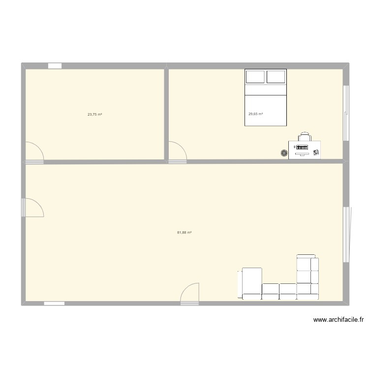 plan du logement - Plan 3 pièces 135 m2 dessiné par pwetae