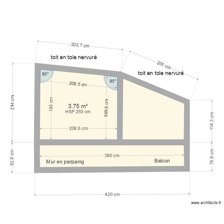 toit balcon - Plan dessiné par CRB3BT8SOF8SOK25G
