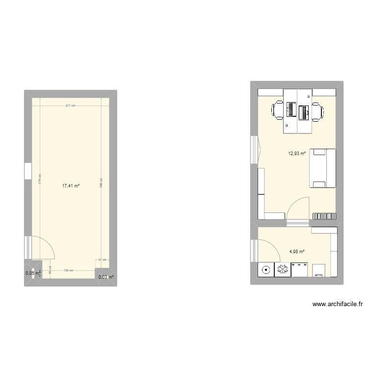 modification garage - Plan 2 pièces 18 m2 dessiné par Nahaaria
