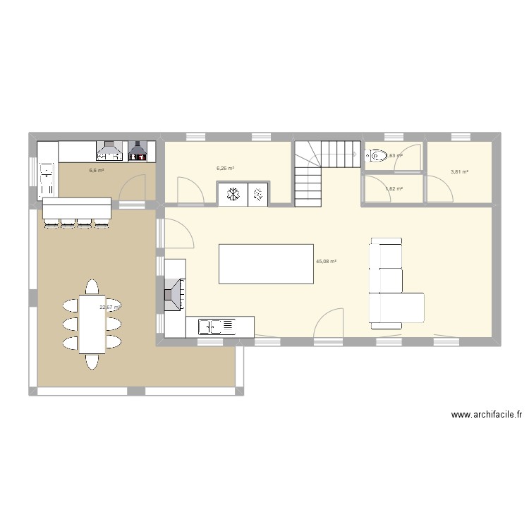 Plan 1 - 60m² avec terrasse couverte - Plan dessiné par ArchDt33