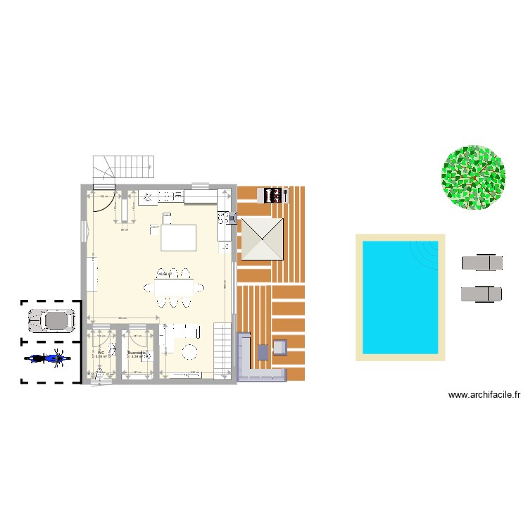 Maison - Plan 3 pièces 55 m2 dessiné par Lt2410