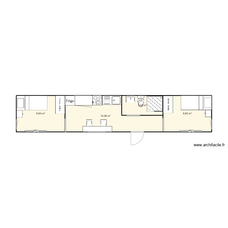 conteneur 2D - Plan 4 pièces 27 m2 dessiné par Alexcab92