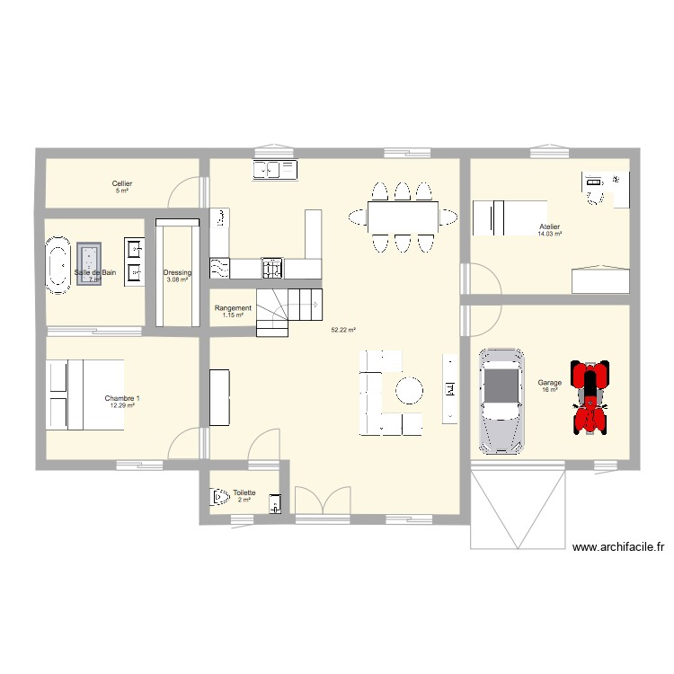 Plan – MAISON RDC 1 – Par KevinKE ️ | ArchiFacile