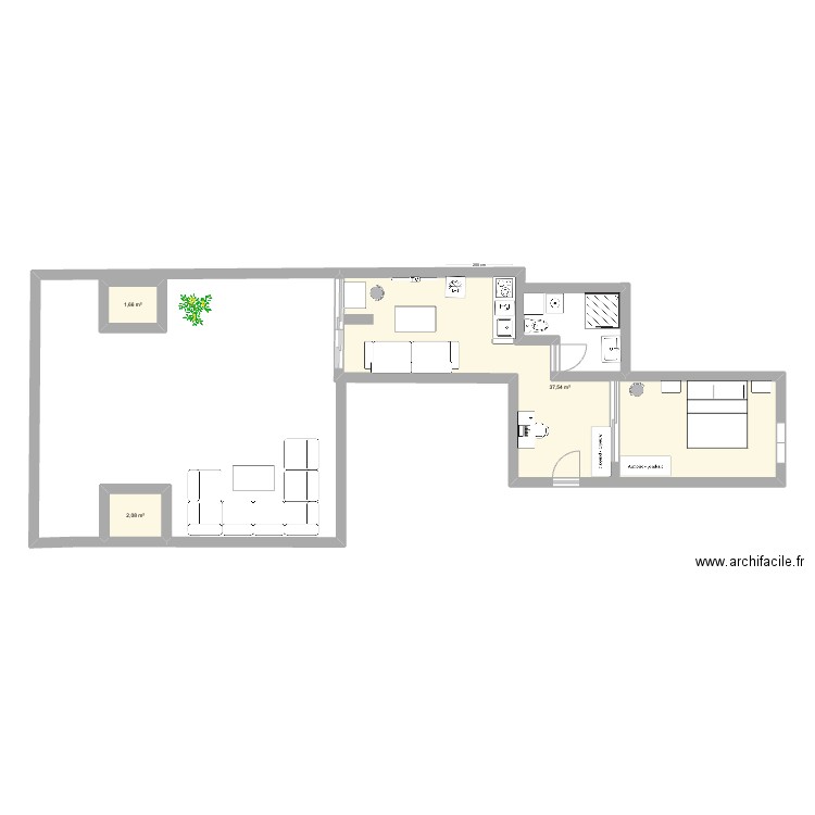 APPART AGDAL 5 - Plan 3 pièces 41 m2 dessiné par kenize